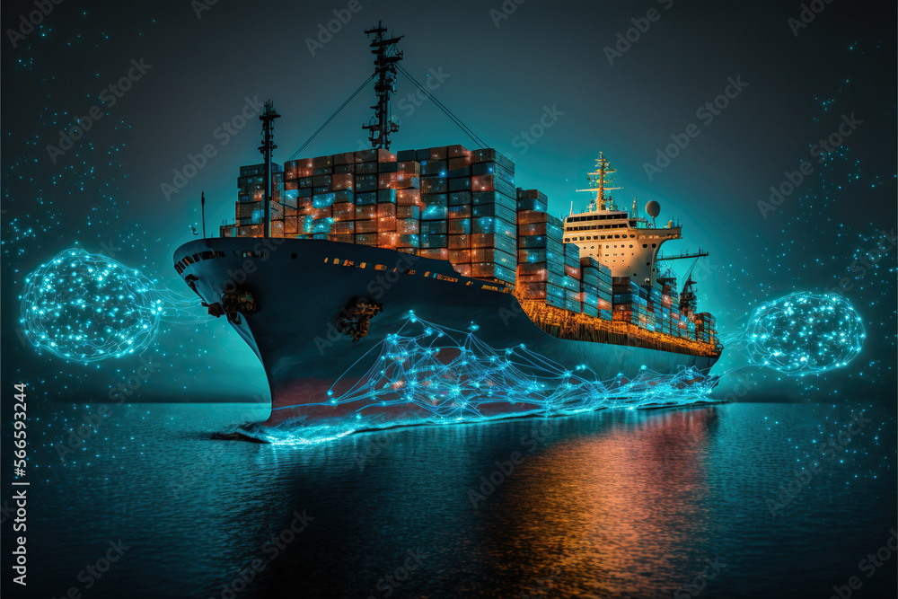 Created with Generative AI technology. modern ship transport and cargo ...