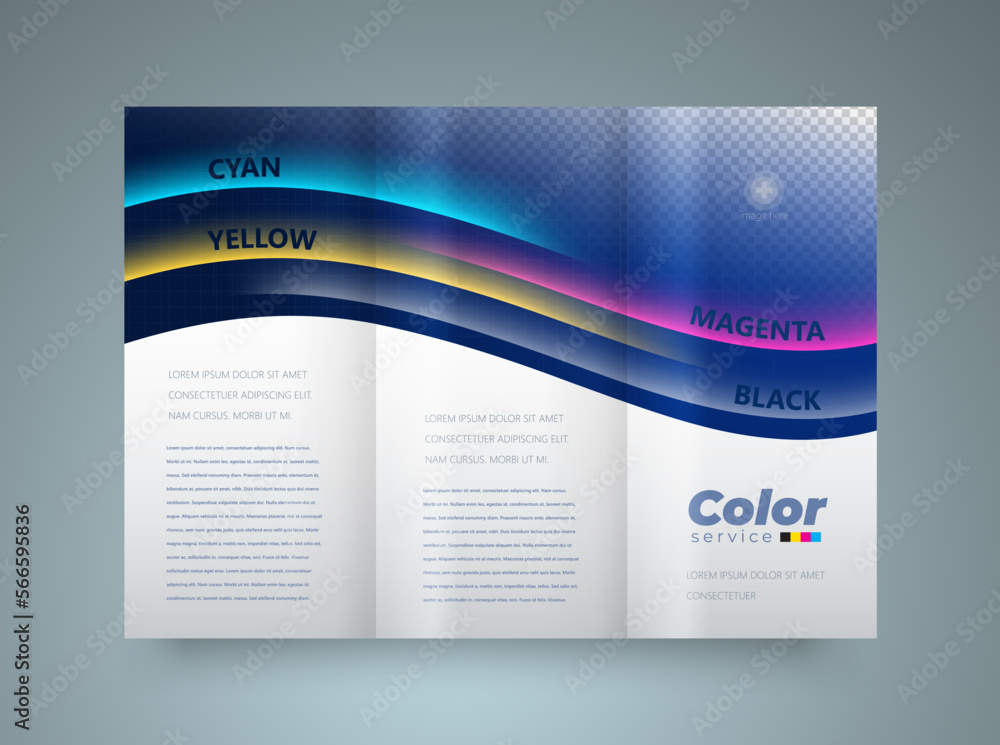 Cmyk color curves polygraphy printing theme Trifold Cover design ...
