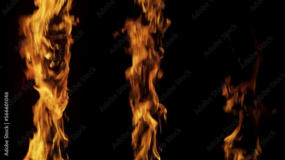 Close Up Slow Motion Shot On Black Background: Three Vertical Wooden ...