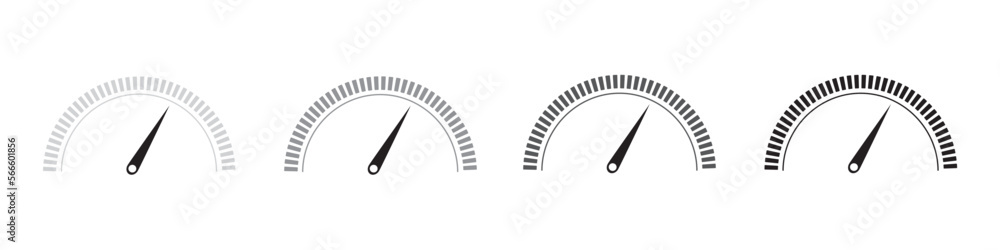 Speedometer Icon Set Customer Satisfaction Indicator Level Risk Level Gauge Info Graphic