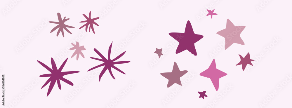 Simple starry sky motif vector set. Collection of nighttime icons for ...