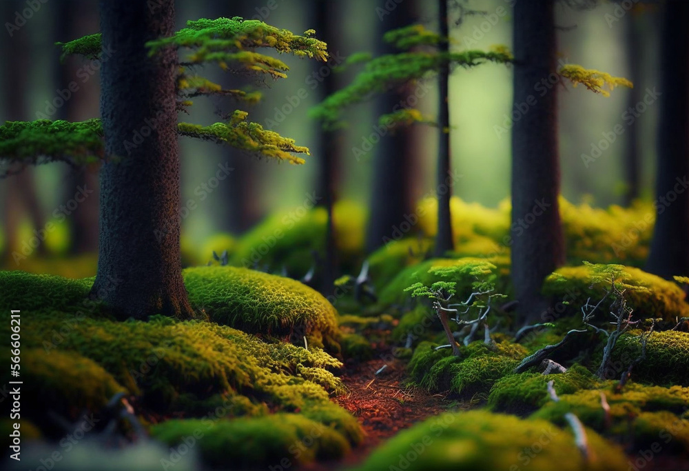 ภาพประกอบสต็อก Ai-Generated Render of a Vibrant and Colorful Forest: A ...