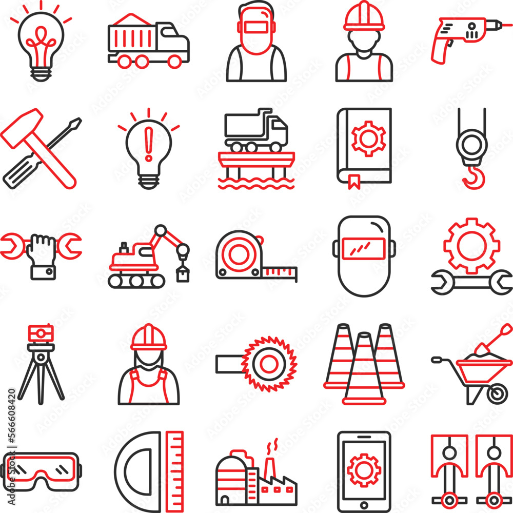 Engineering vector icons, architecture icons pack, construction vector ...