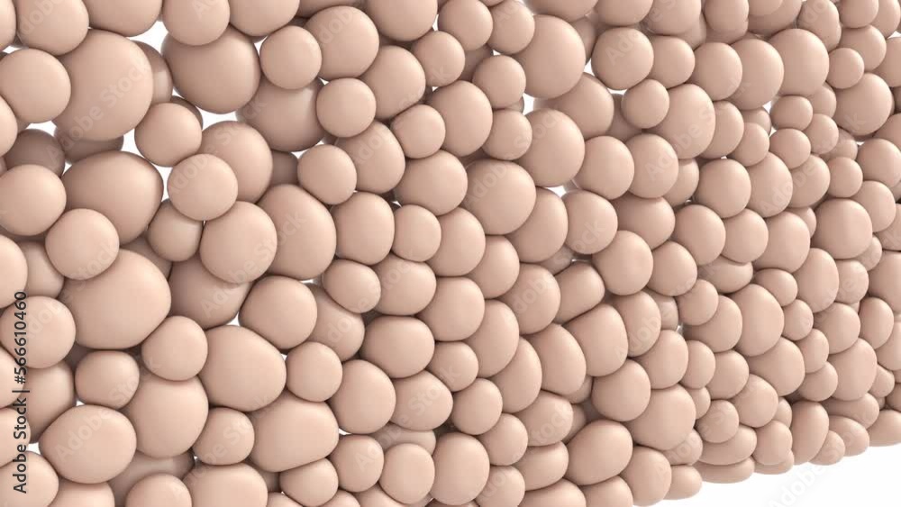 Obesity round fat cells fall and stick together on a transparent ...