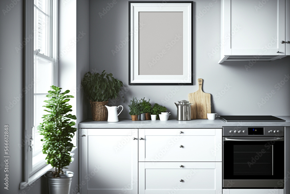 mockup in modern kitchen interior Stock Illustration | Adobe Stock
