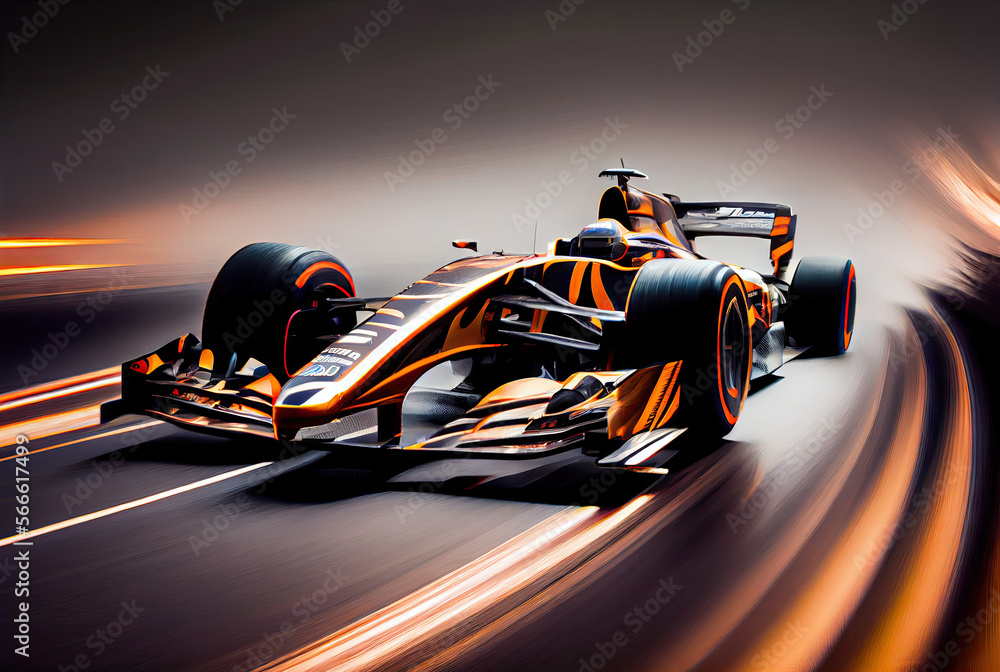 Racing car on formula 1 track created with AI Stock Illustration ...