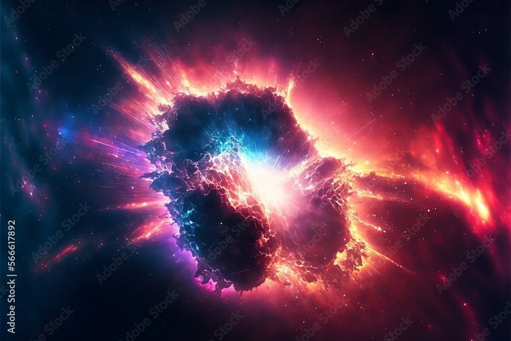 Explosion of a star, neon colos, generative AI Stock Illustration ...