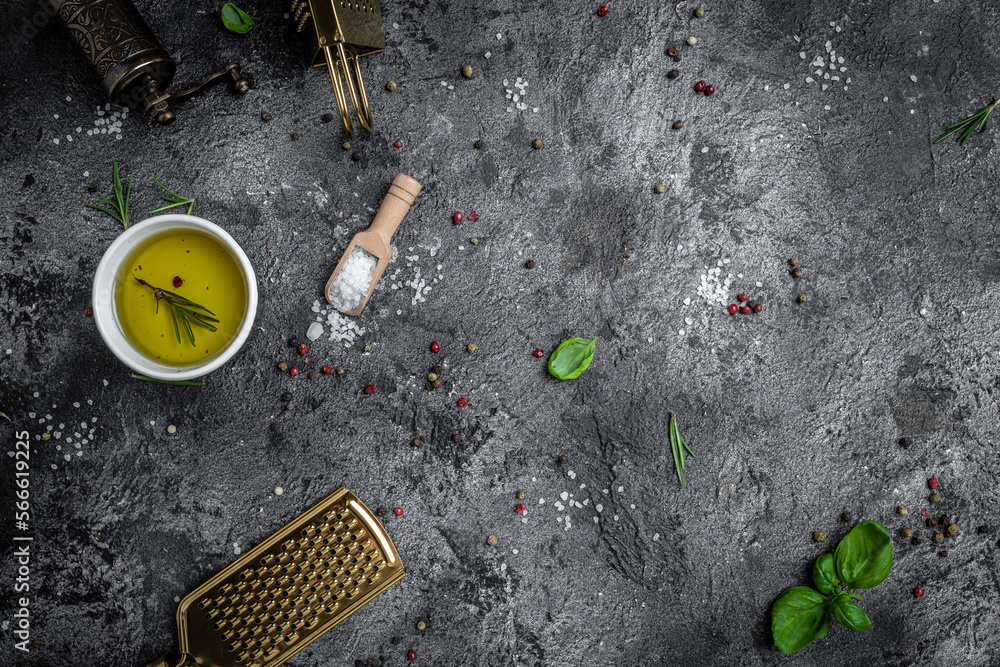 kitchen cooking background, black food background, banner, menu, recipe ...