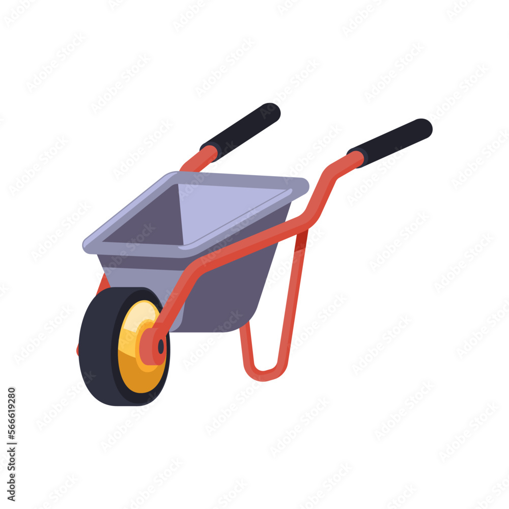 Cartoon wheelbarrow isolated on white. Vector illustration of ...