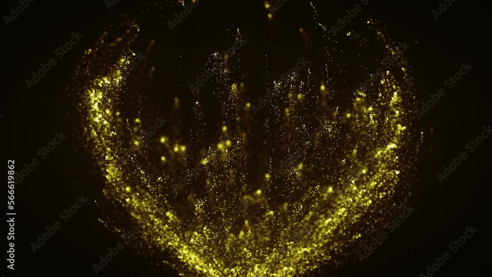 Abstract Gold Particles Rising Background/ 4k animation of an abstract ...