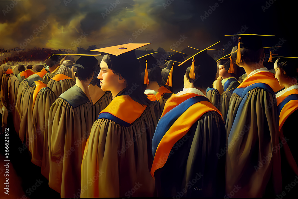 Stockillustratie University Graduation ceremony in ancient times in ...