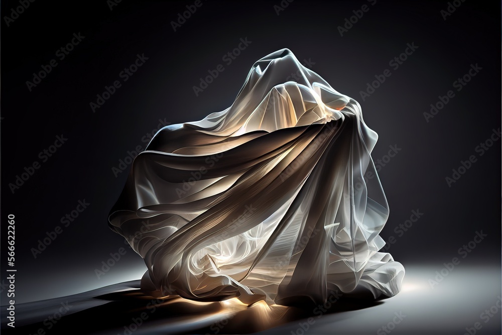 Generative AI illustration of levitating moving twisting translucent ...