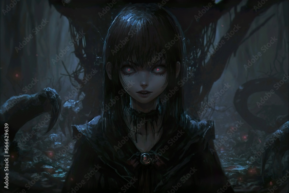 Nightmare anime girl ilustração do Stock | Adobe Stock