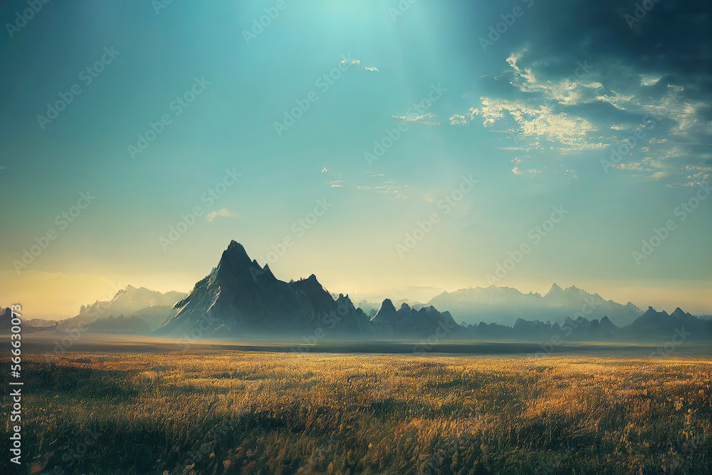 Beautiful russian tundra with mountains (Generative AI) Stock ...