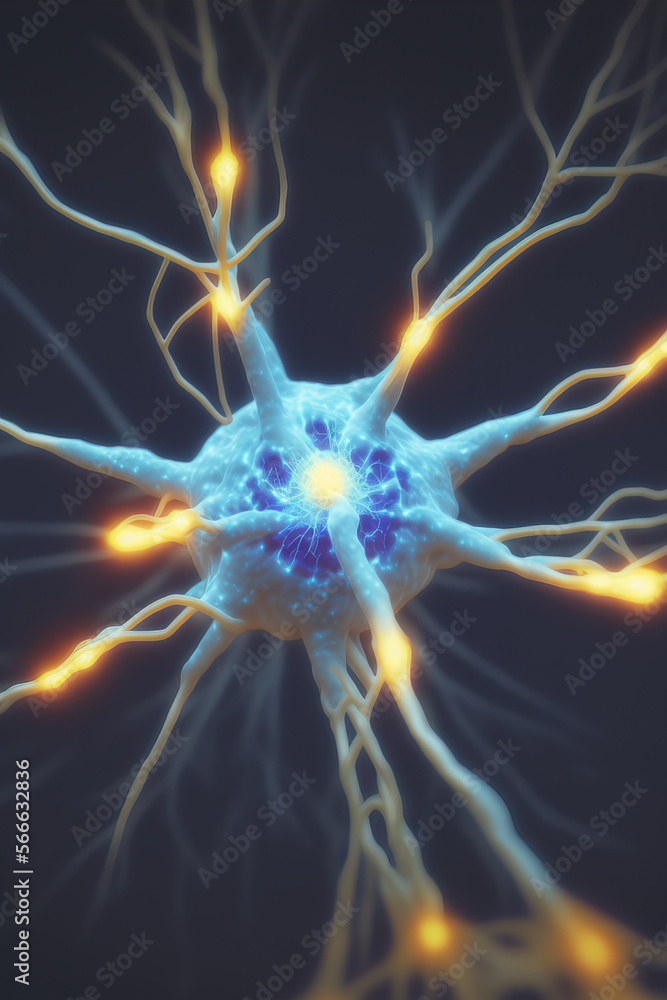 Illustration of neuron or active nerve cell is an electrically ...