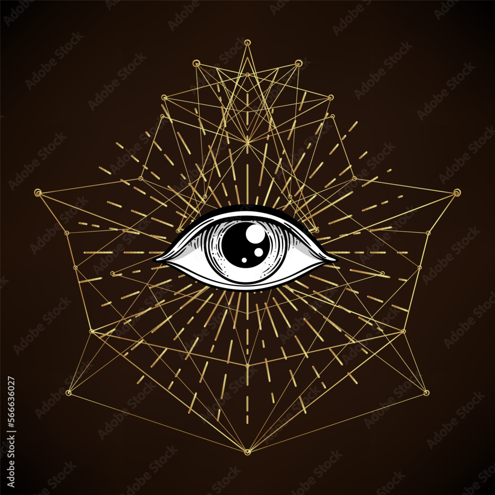 Blackwork tattoo flash. Eye of Providence. Masonic symbol. All seeing ...