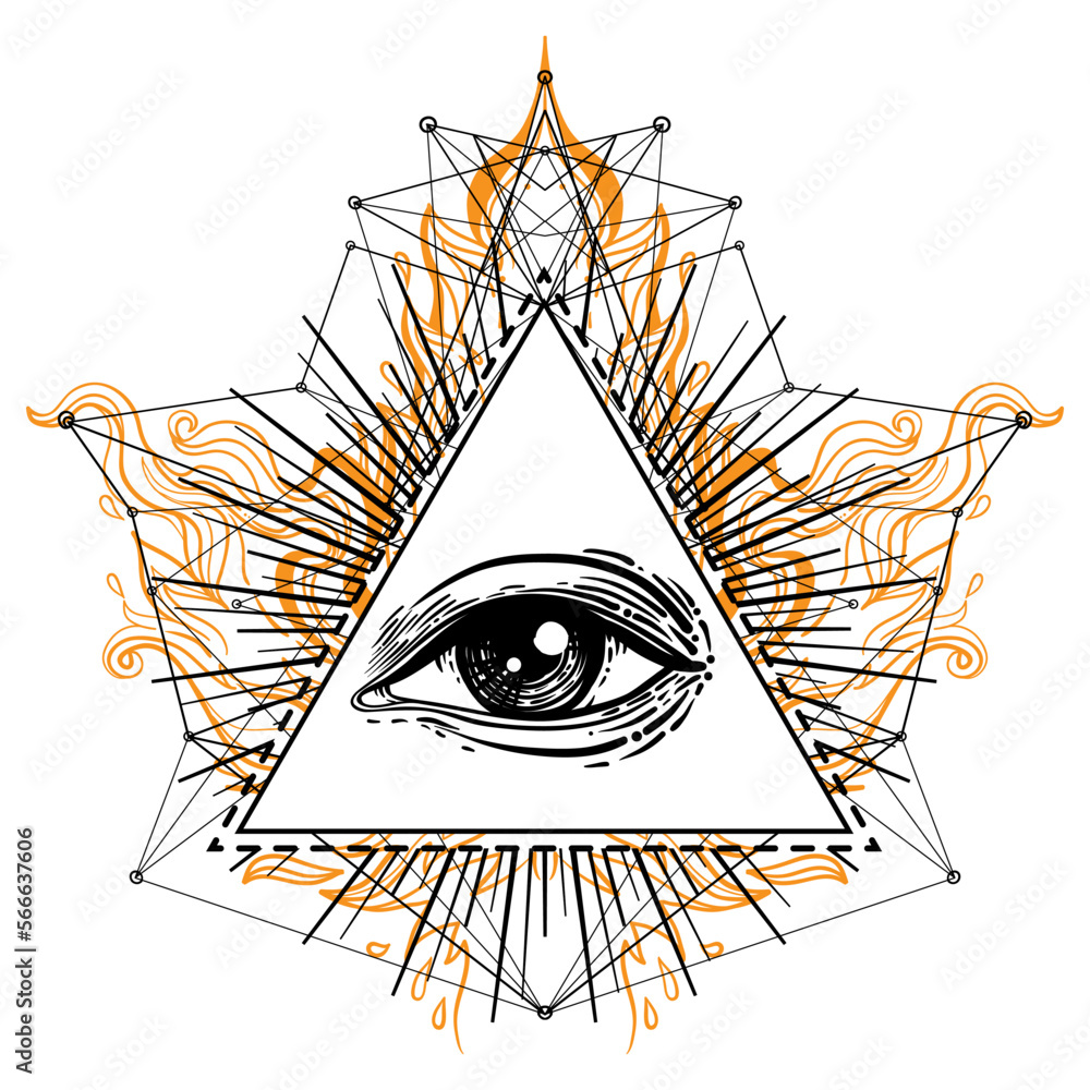 Blackwork tattoo flash. Eye of Providence. Masonic symbol. All seeing ...