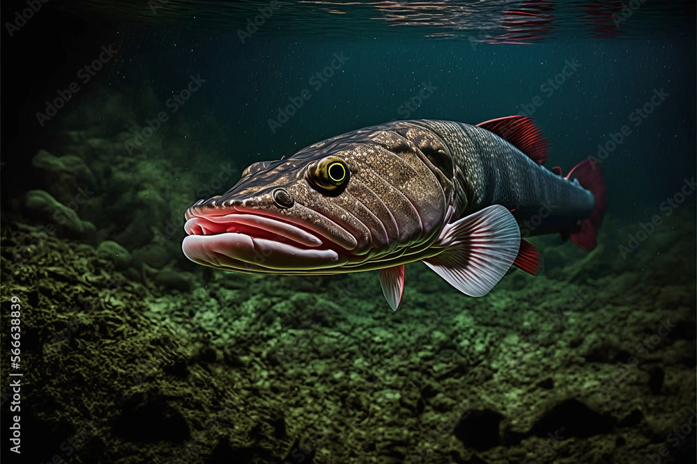 Redline snakehead fish underwater photography. Generative Ai Stock ...