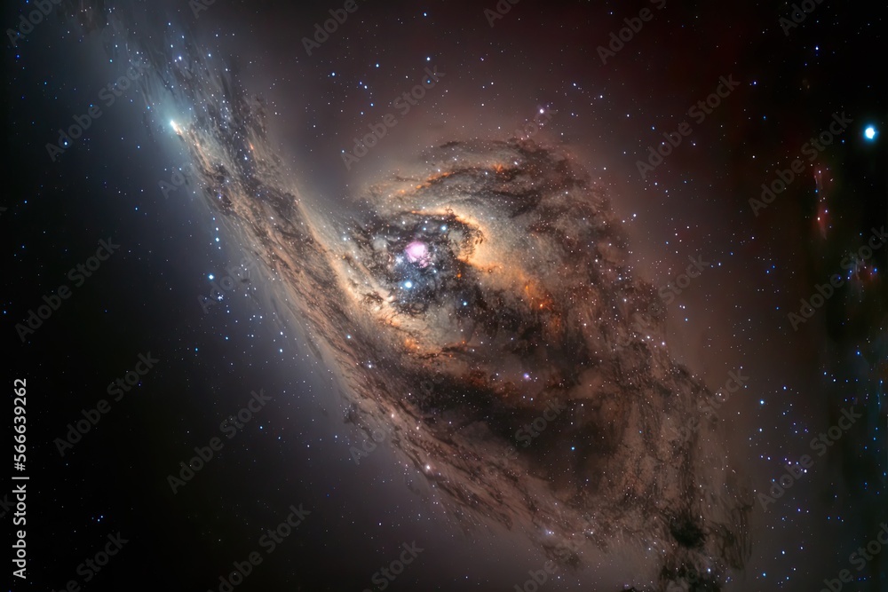 A deep look into space with a giant nebula in the center, starry night ...