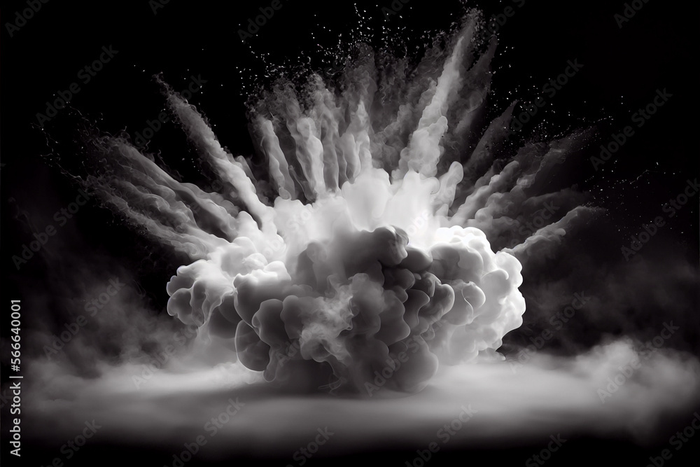 ภาพประกอบสต็อก Realistic white smoke explosion over a black background ...
