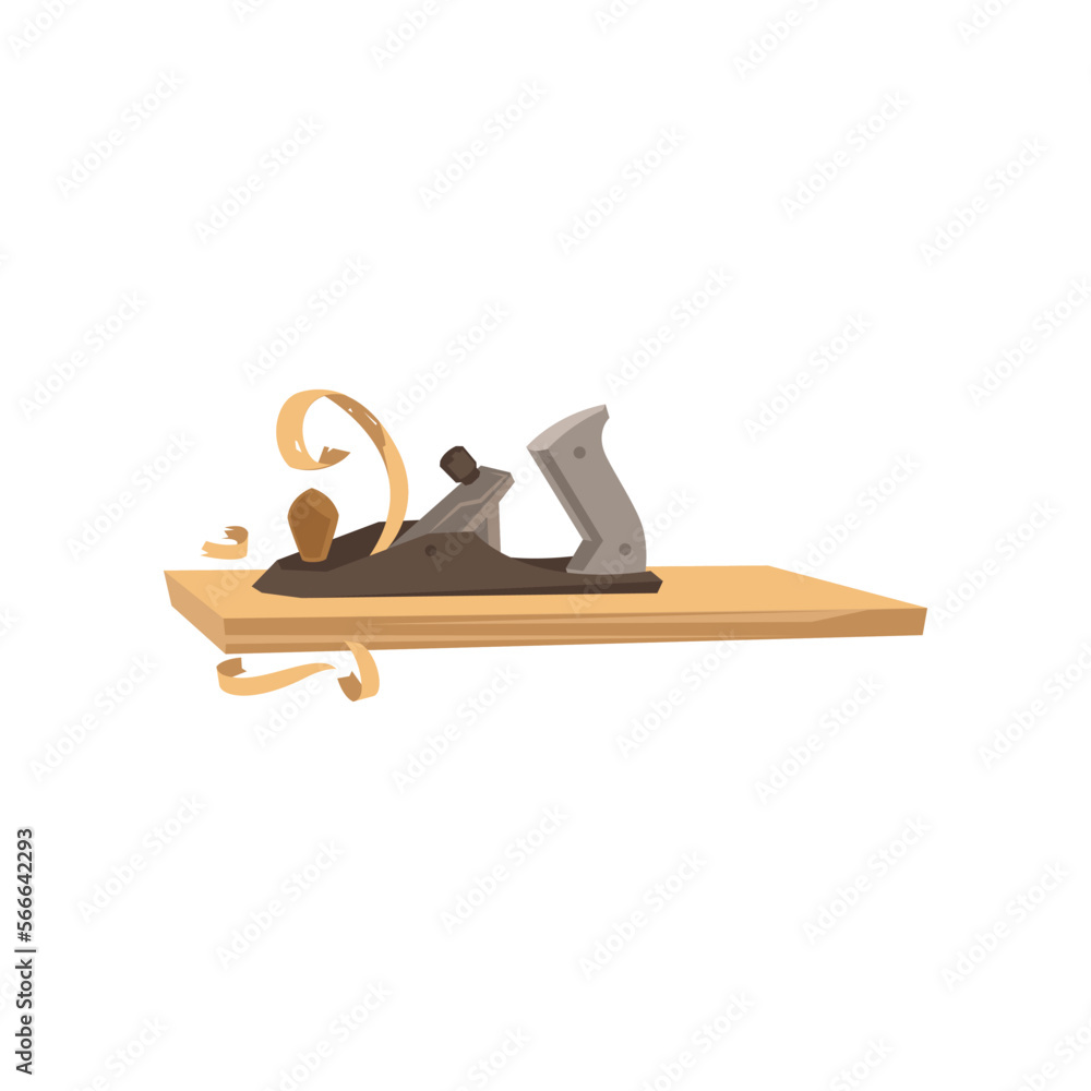 Planer vector illustration. Cartoon drawing of instrument and workbench ...