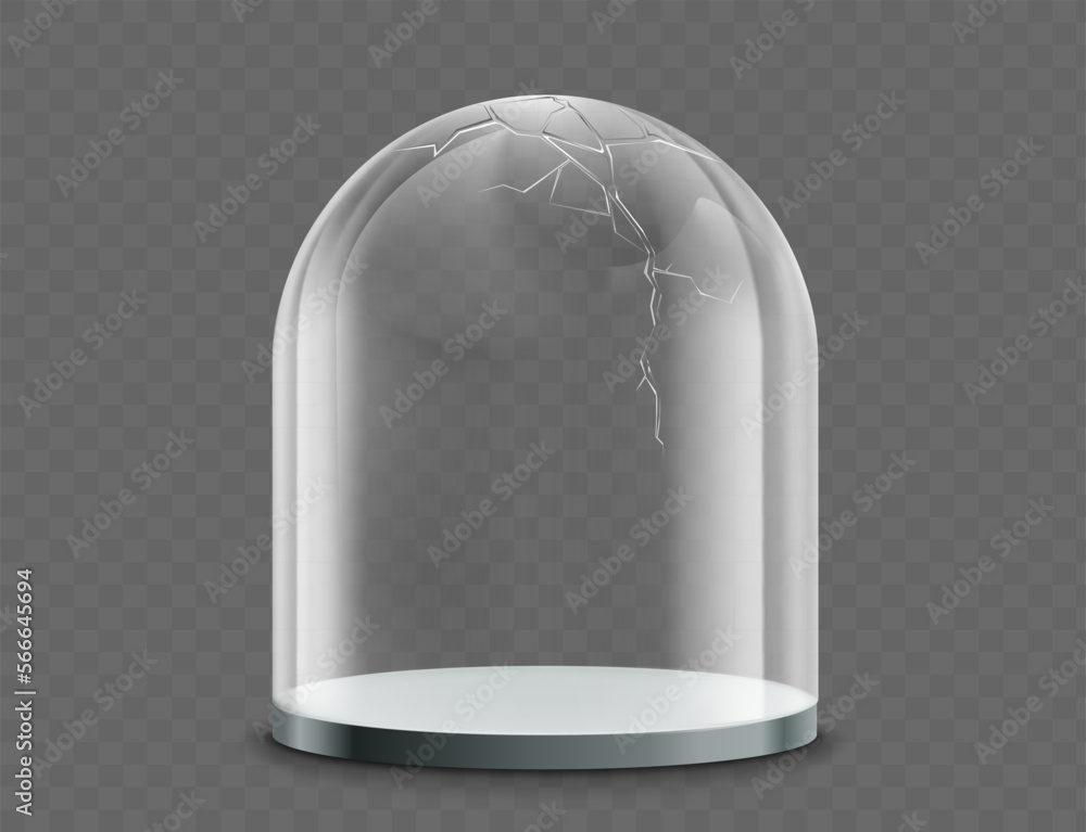 Broken glass dome with cracks. Vector mockup Stock Vector | Adobe Stock