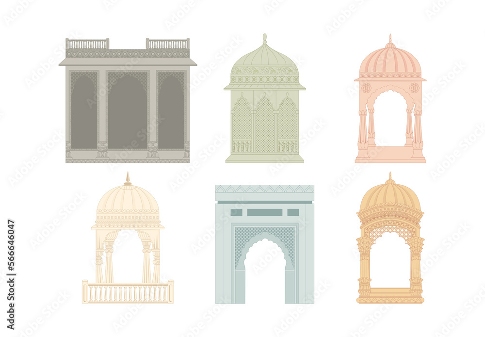 Indian Archway Arches Architecture Illustration India Design Elements ...