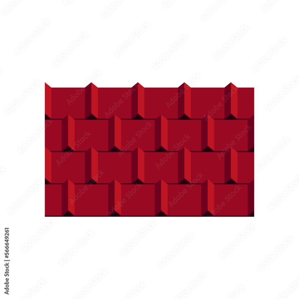 Red metal or steel roofing tiles vector illustration. Cartoon drawing ...