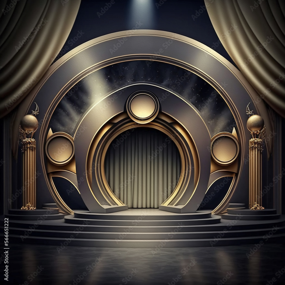 awards background stage in a dark tone with stairs, spotlights and ...