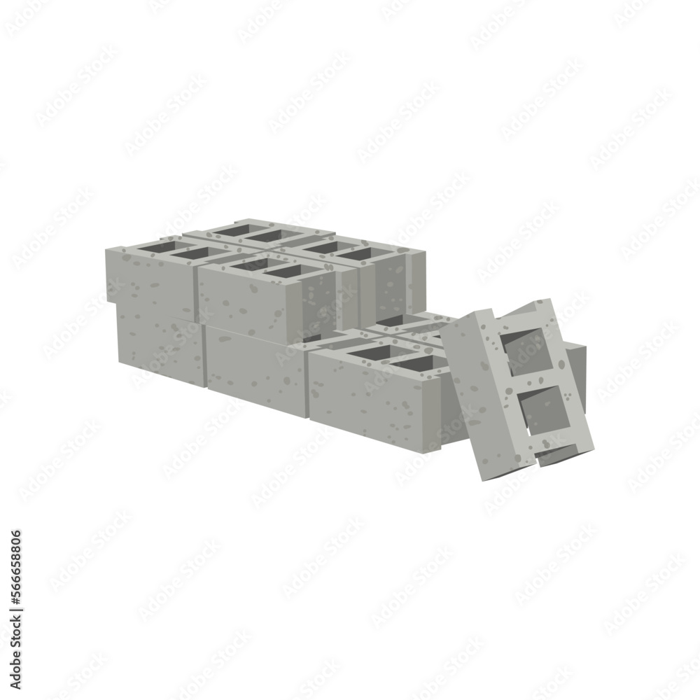Cartoon drawing of concrete blocks on white background. Construction ...