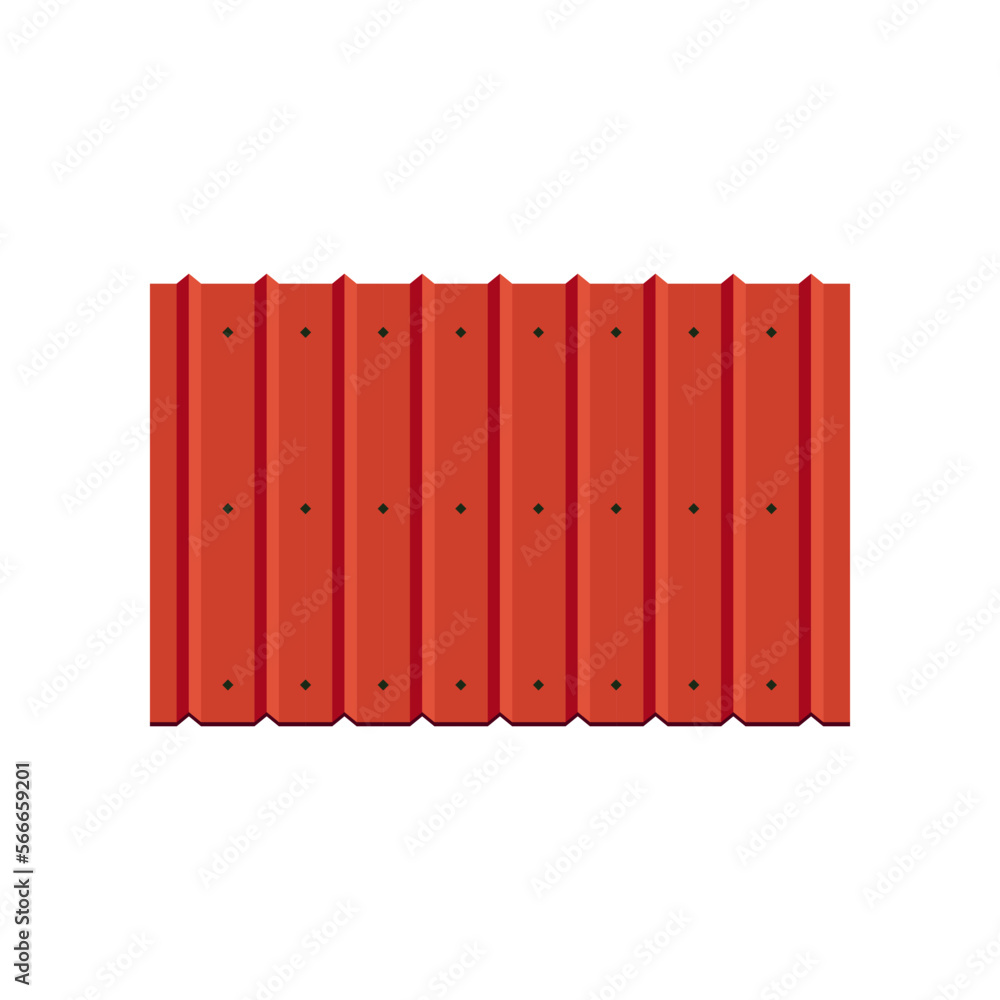 Red vertical metal roof tiles vector illustration. Cartoon drawing of ...