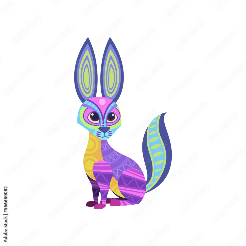Fantastic rabbit or cat as traditional Mexican decorative element ...