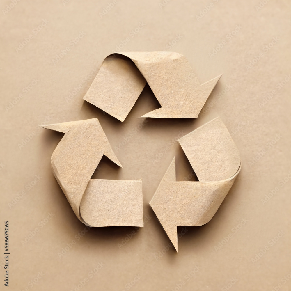 Recycling symbol made of cardboard paper. Cut out craft for World Earth ...