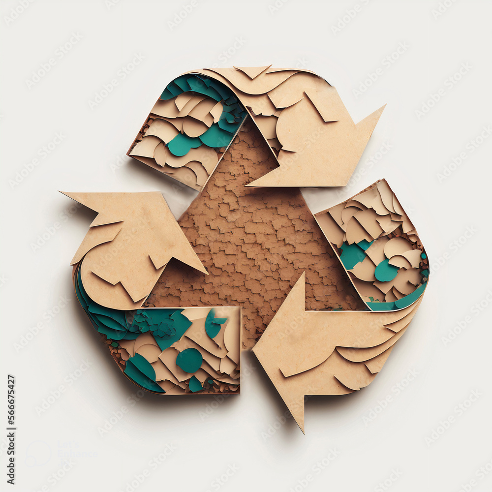 Recycling symbol made of cardboard paper. Cut out craft for World Earth ...