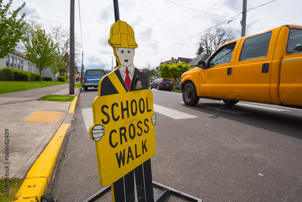 School crossing sign Stock Photo | Adobe Stock