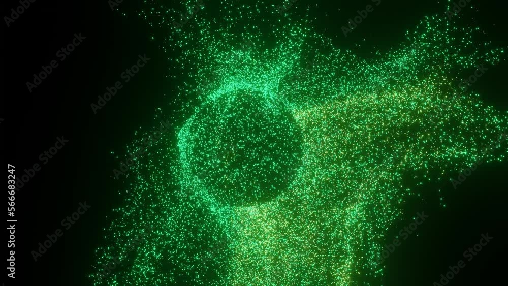 Vidéo Stock Green planet of particles 3d background. The sphere breaks ...