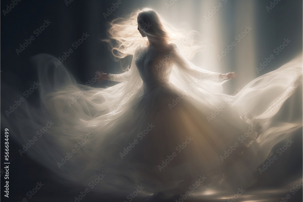 Woman in an Ethereal, soft angelic whimsical dance energy. Generative ...