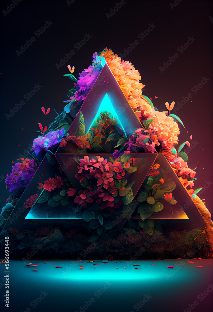 beautiful triangle flowers display design created by generative ai ...