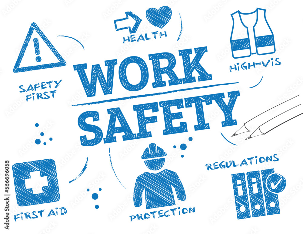 Vetor de work safety precaution concept - vector scribble illustration ...