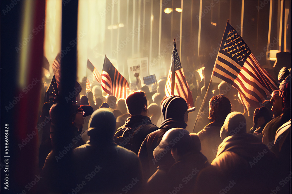 Background blur of crowd at political rally in the United States ...