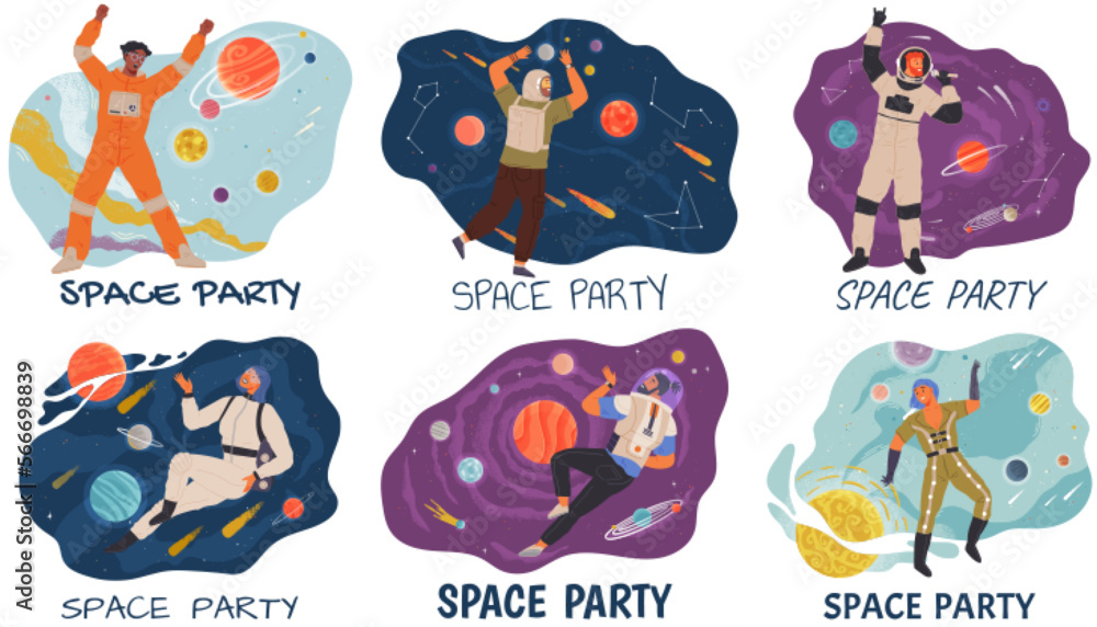 Animators birthday party in cosmic style. Theme party in costumes ...