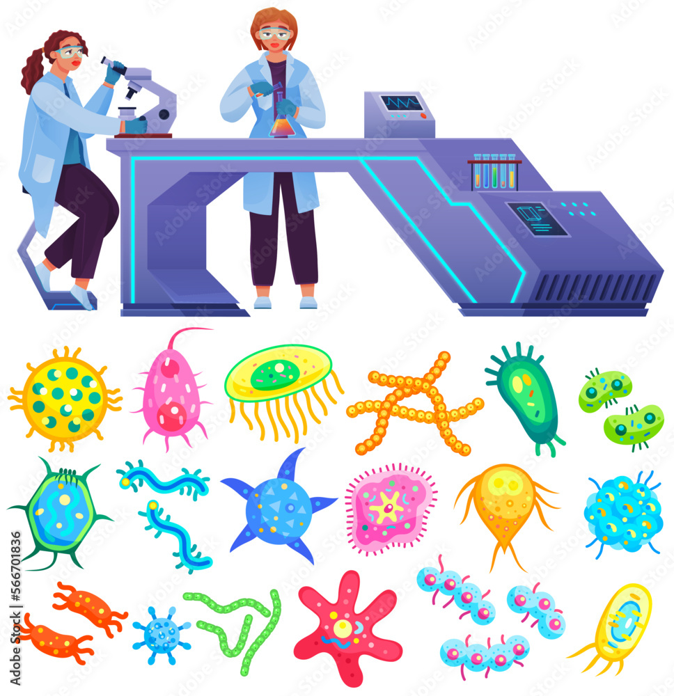 Scientists in laboratory conduct experiment, analyze life system and ...