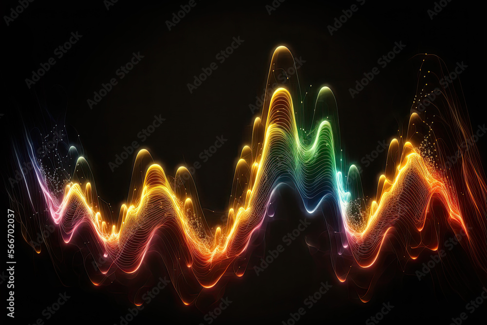 Abstract background with music wave design in neon colors. Sound wave ...