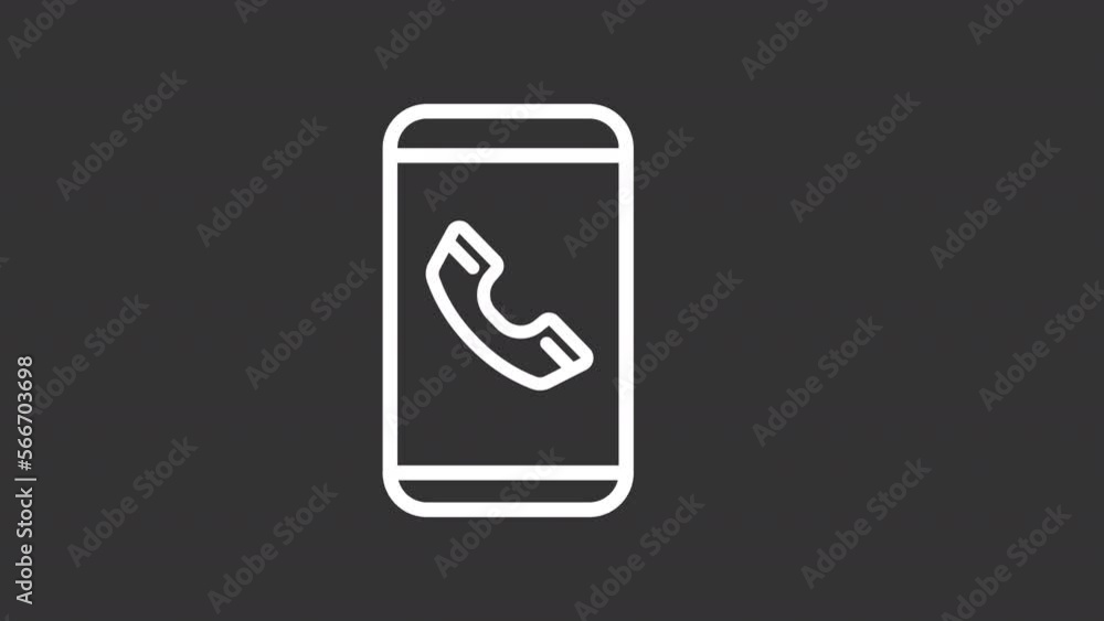 Wideo Stock: Animated phone call white line icon. Answer incoming call ...