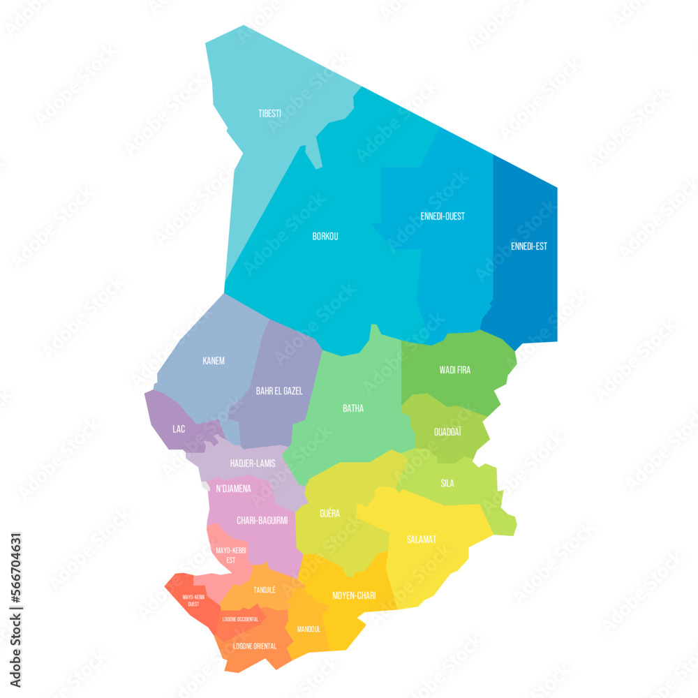 Chad political map of administrative divisions Stock Vector | Adobe Stock