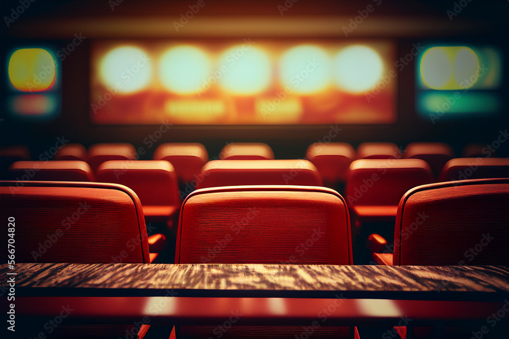 Cinema background with red seats created with generative Ai technology ...