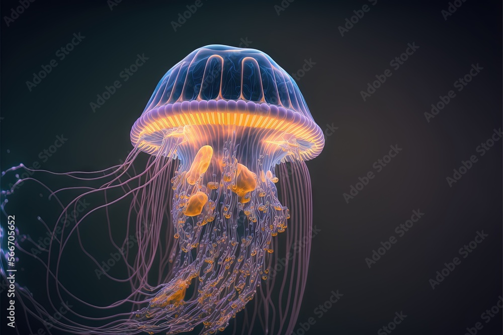 a jellyfish is shown in this 3d image of a jellyfish's head and ...