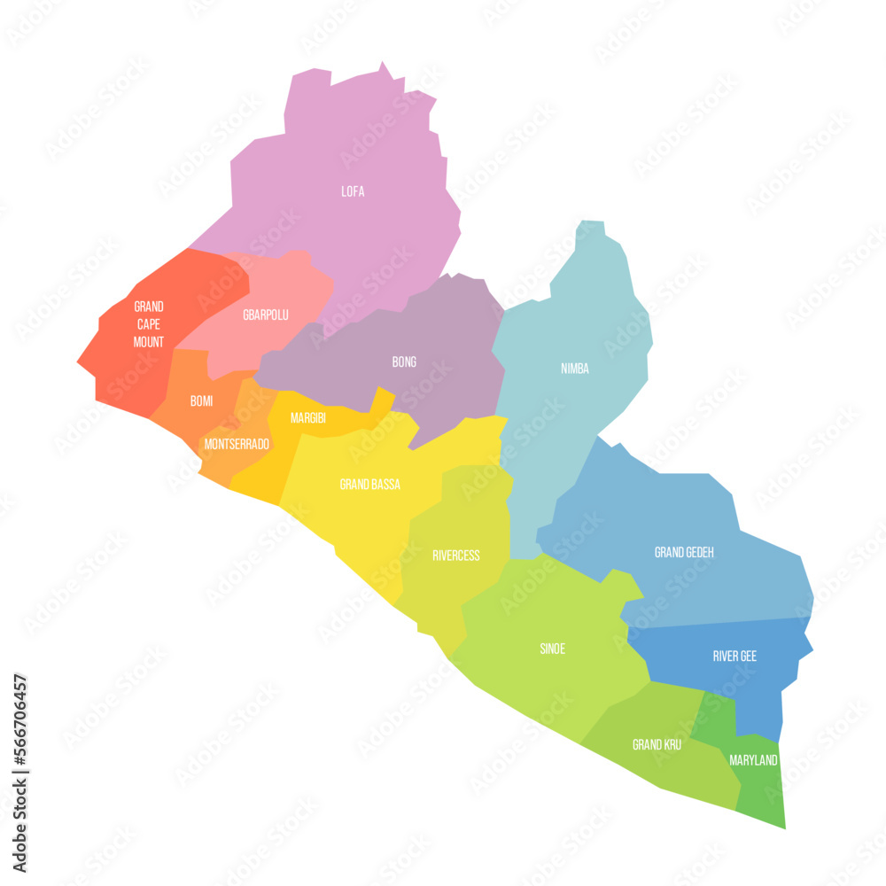 Liberia political map of administrative divisions Stock Vector | Adobe ...