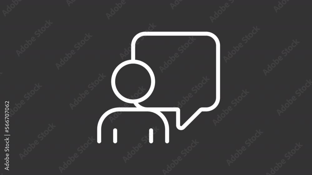 Animated doubt white line icon. Asking questions. Request information ...