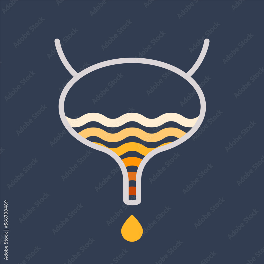 Urine color chart diagram. Bladder with urine drops showing different ...